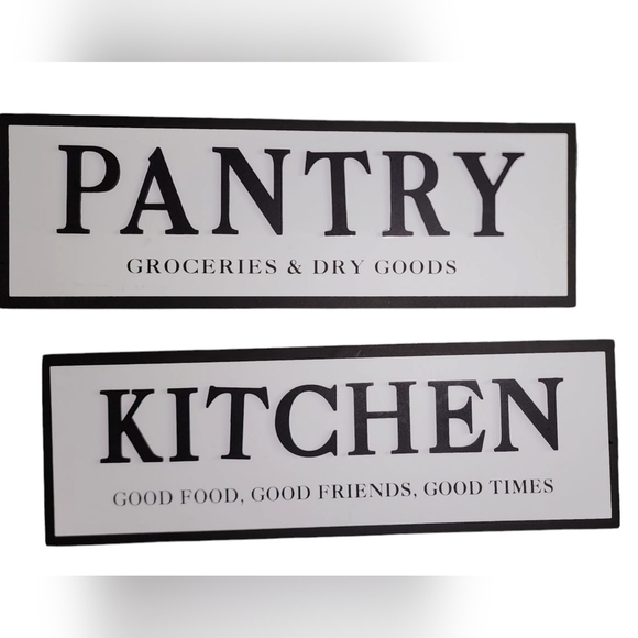 Kitchen | Black And White Kitchen And Pantry Signs 19x6 | Poshmark